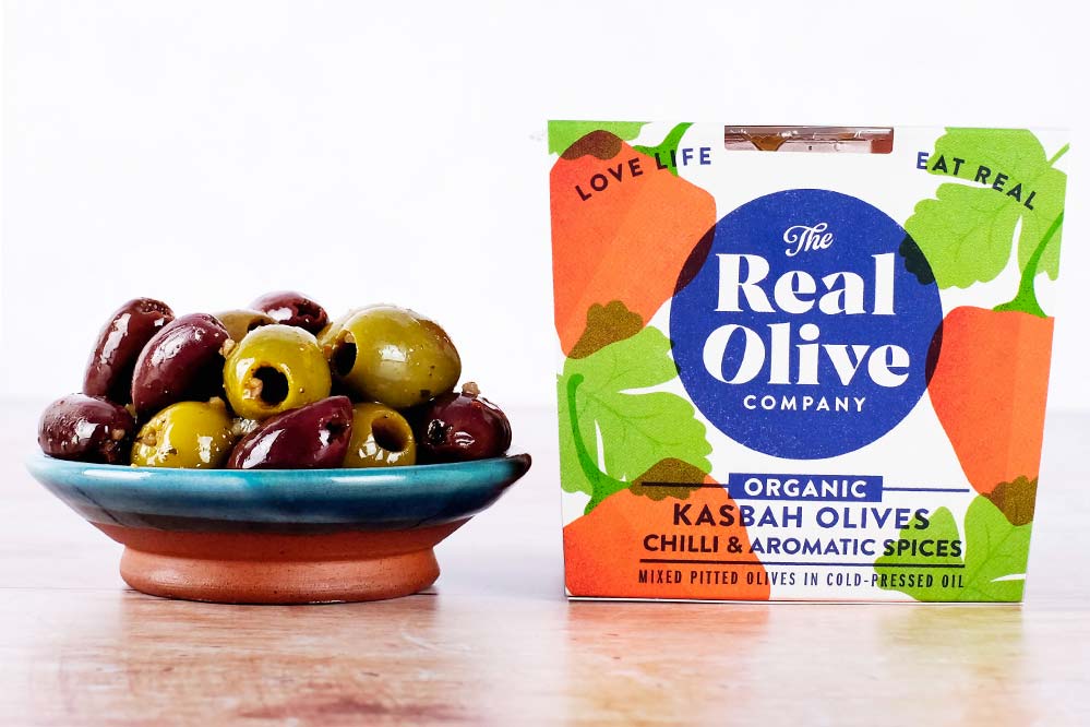 Organic Chilli, Cumin & Garlic Olives(185g) - The Real Olive Company